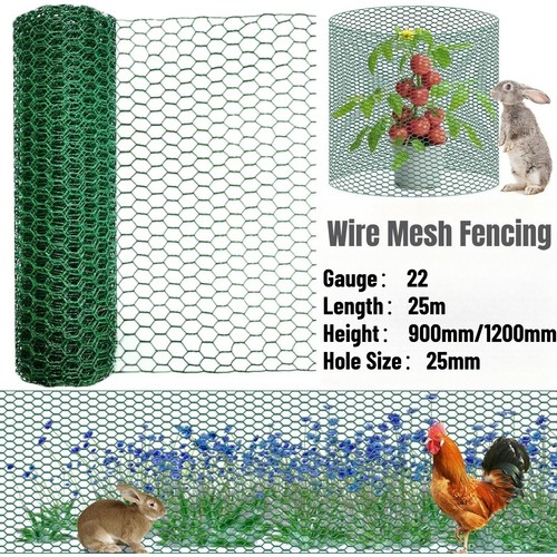 PVC Coated Green Chicken Rabbit Wire 25m 50m 3 widths Mesh Aviary ...
