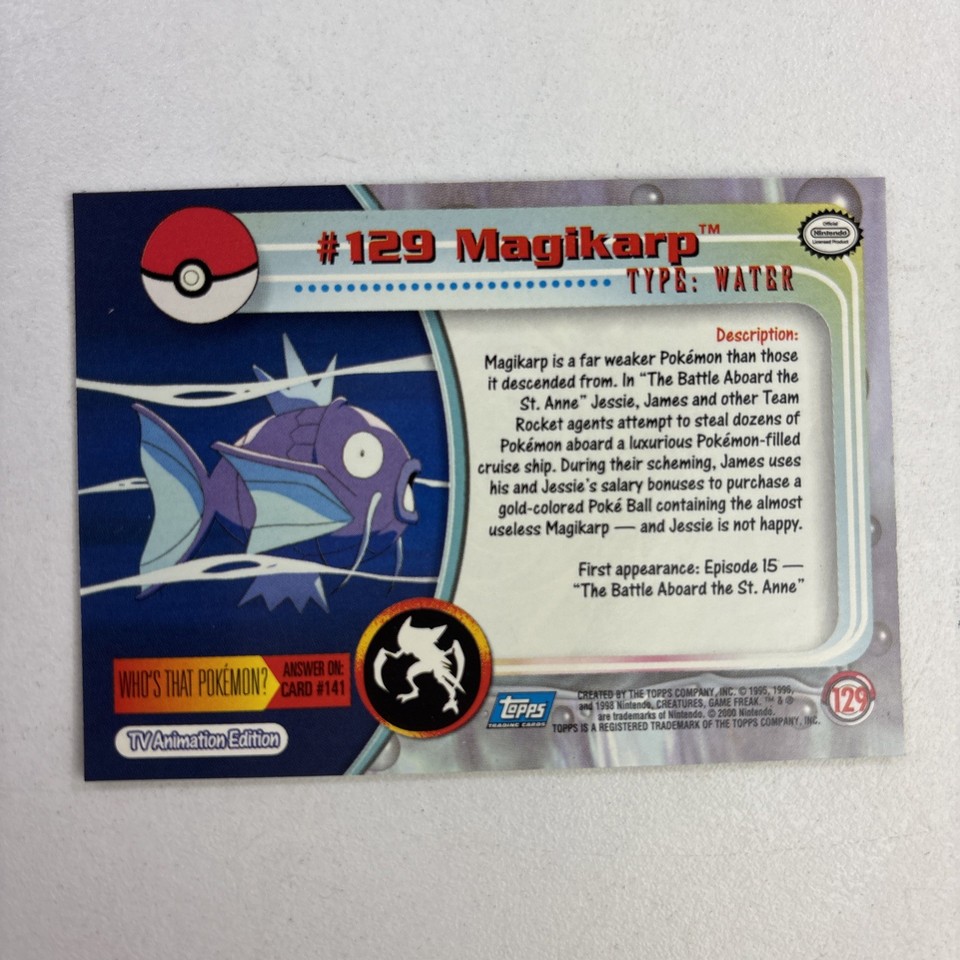 Topps Pokemon Magikarp 129 Series 3 Blue Logo Non Holo TV Animation ...
