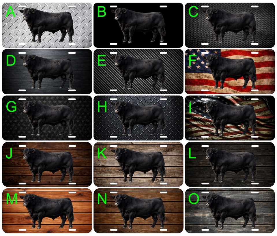 Personalized Assorted Angus Black Metal License Plate Beef Cattle Print ...