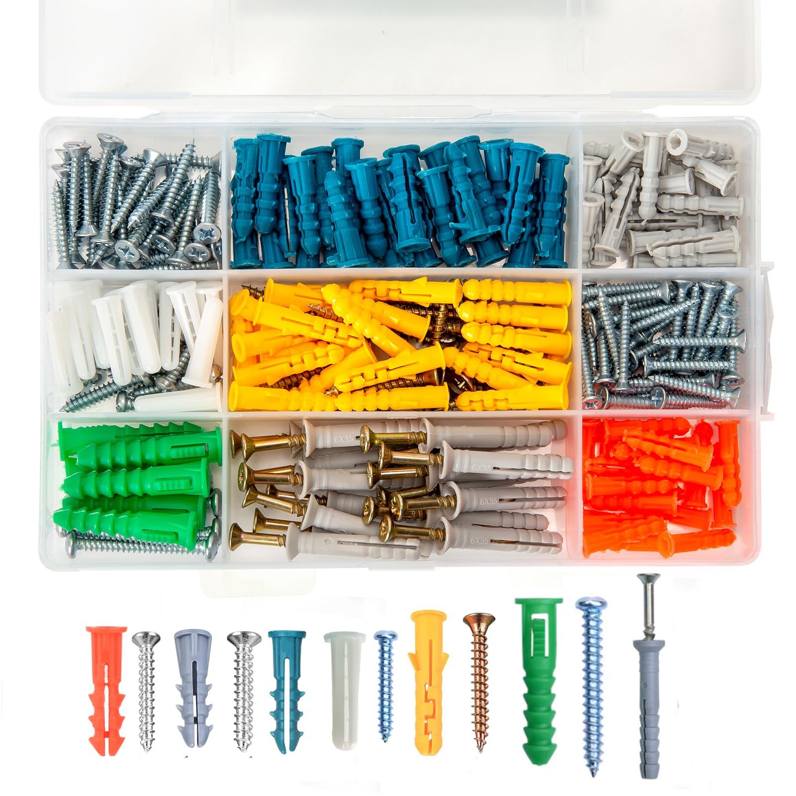 Drywall Anchor Kit with Screws144 PCS Colors Screw and Anchor Set ...