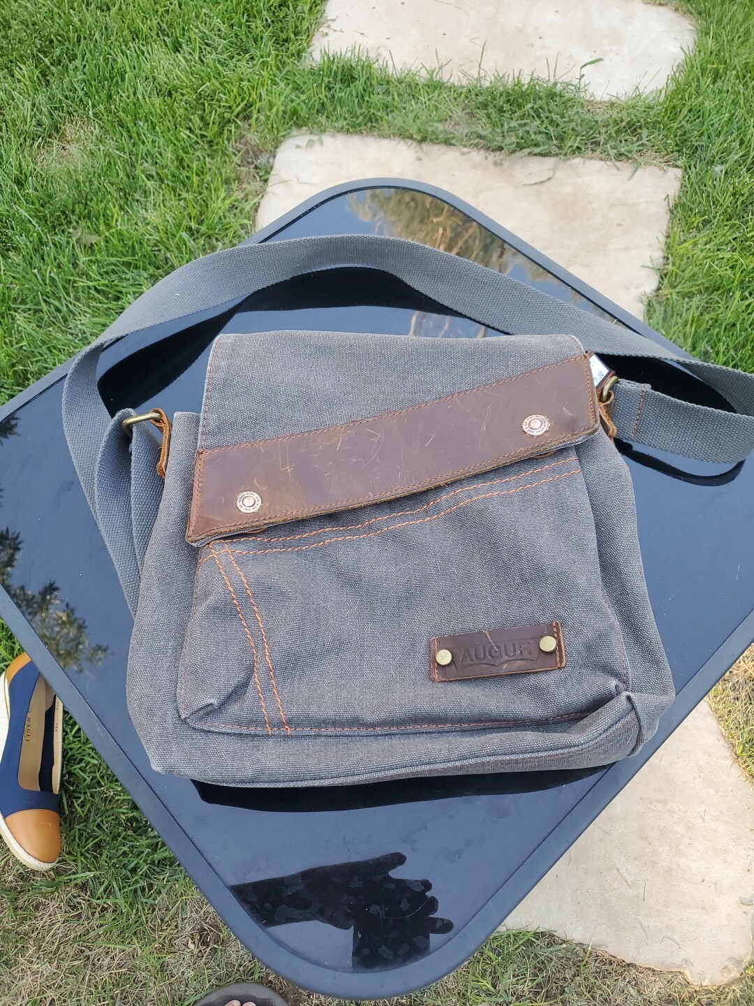 Auger Canvas Leather Crossbody Purse Messenger Bag Ad… - Gem