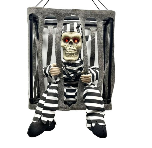 Skeleton In Jail Scary Red Eyes Halloween Moving Motion Active No ...