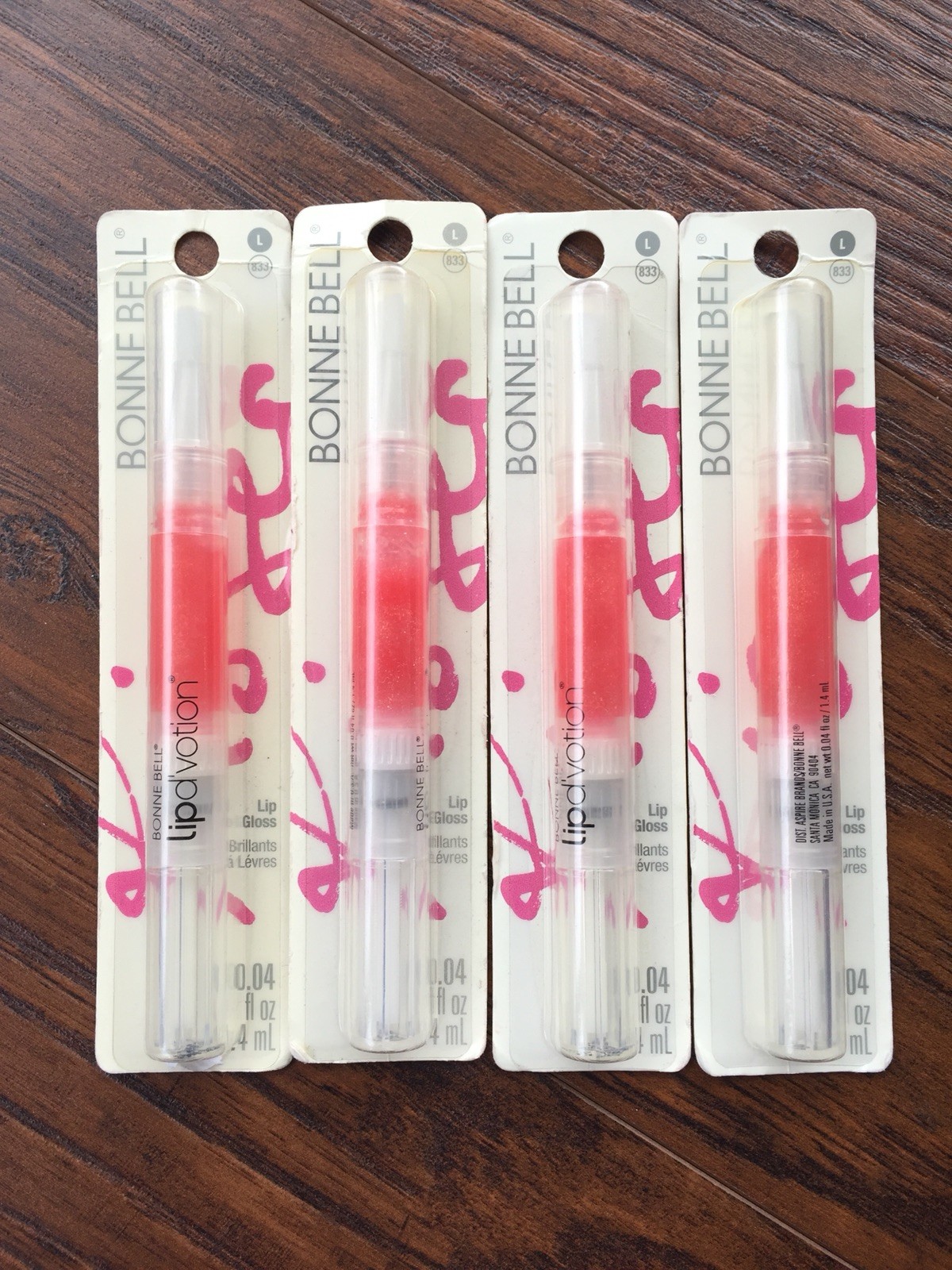 *LOT x4* Bonne Bell Lipd’votion POMEGRANATE GLOW Brush-On Lip Gloss/Lip ...