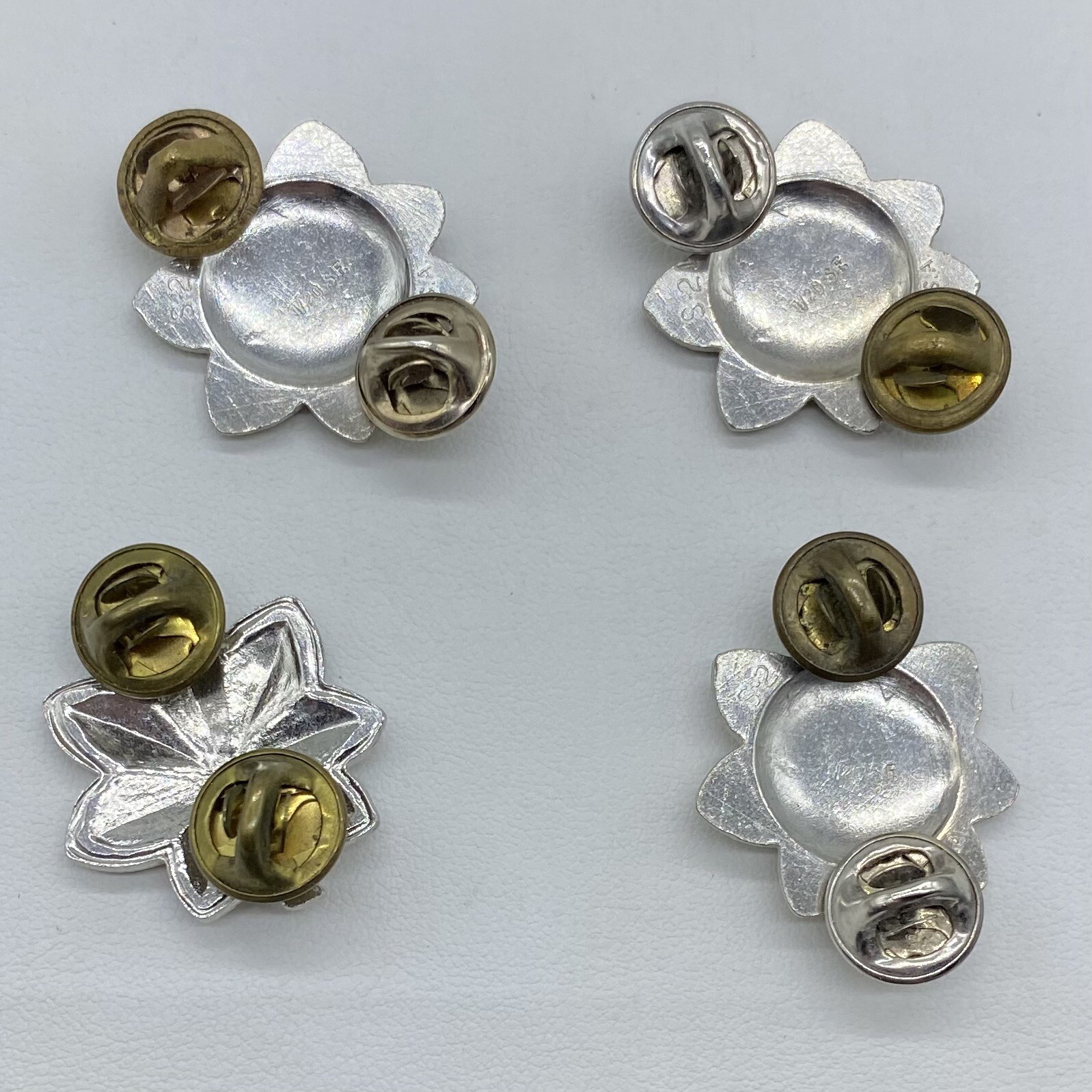 4 Vintage 1/20 Silver Filled US Army Officer Metal Pin Oak Leaf Cluster ...