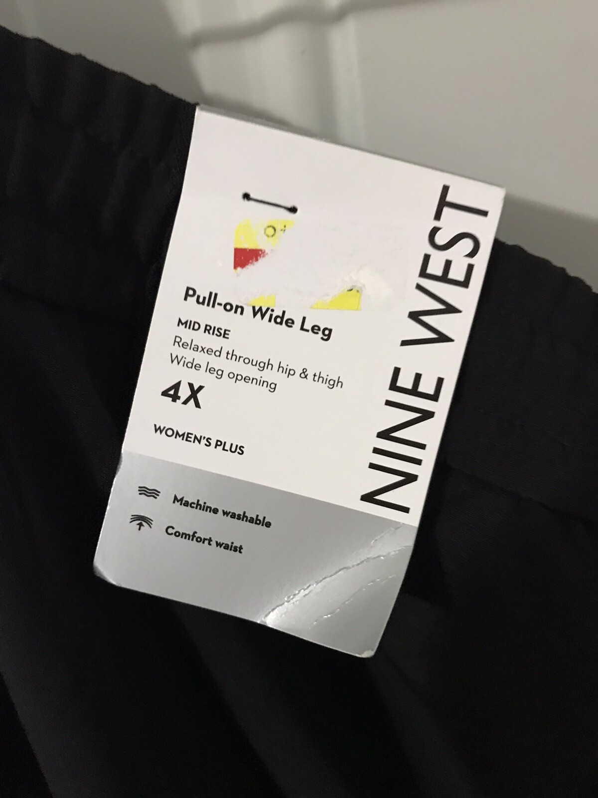 nine west 4x pull on wide leg pants black With stripes on side d9 | eBay