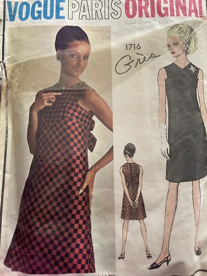 VINTAGE 1960'S VOGUE PARIS ORIGINAL DRESS BY GRES SEWING DRESSMAKING PATTERN | eBay