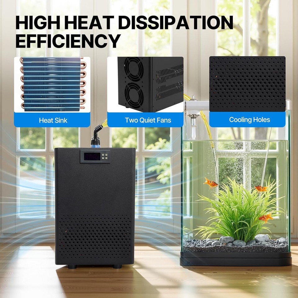 Aquarium Chiller 160L Hydroponic Water Chiller 1/10 HP 49 Gal Fish Tank ...