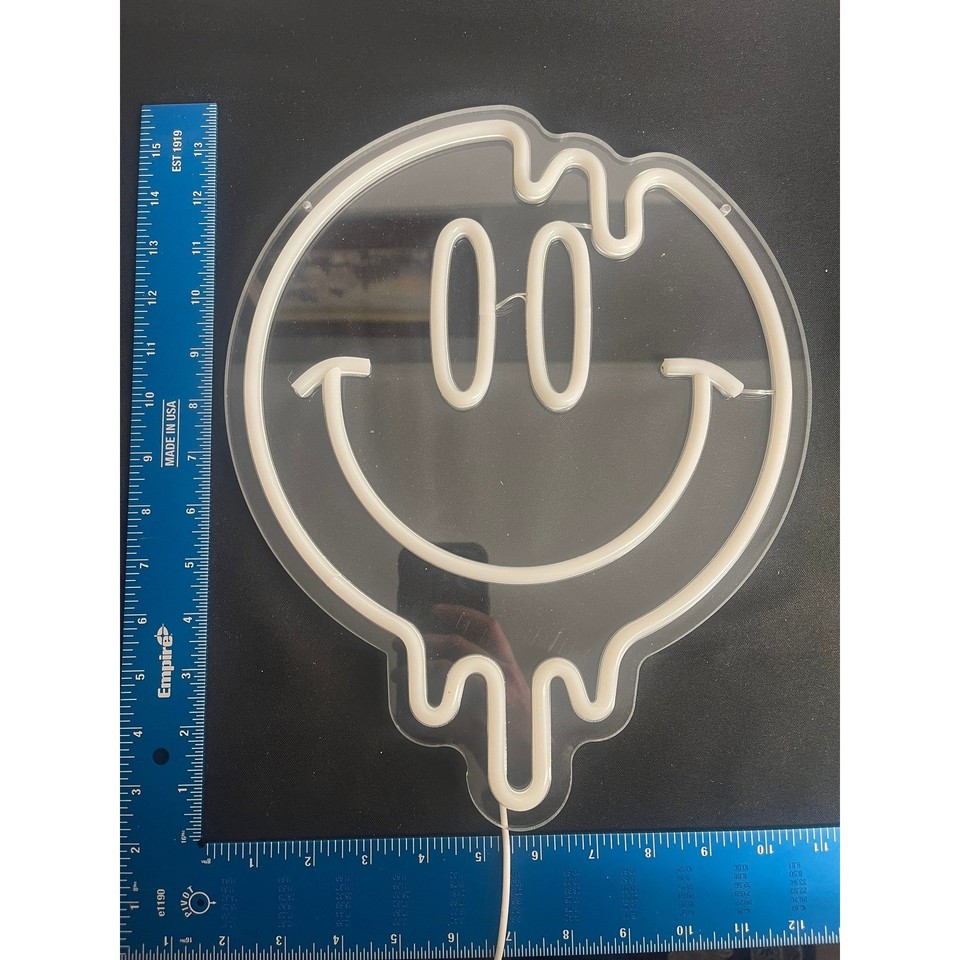 Smiley Face Neon Sign Pink Melting Drippy LED Mood Light USB Dimmable ...