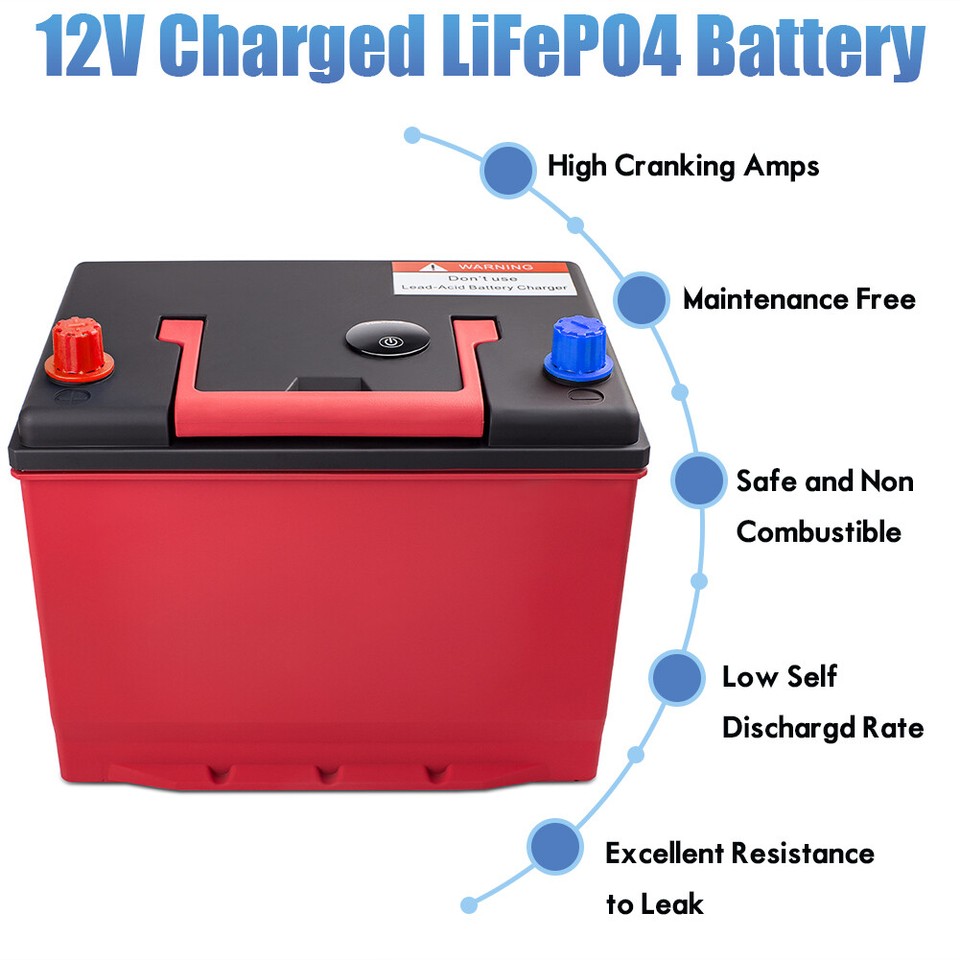 80D26L 12V 60Ah 1500CCA Lithium Iron Group 24R Battery LiFePO4 replace ...