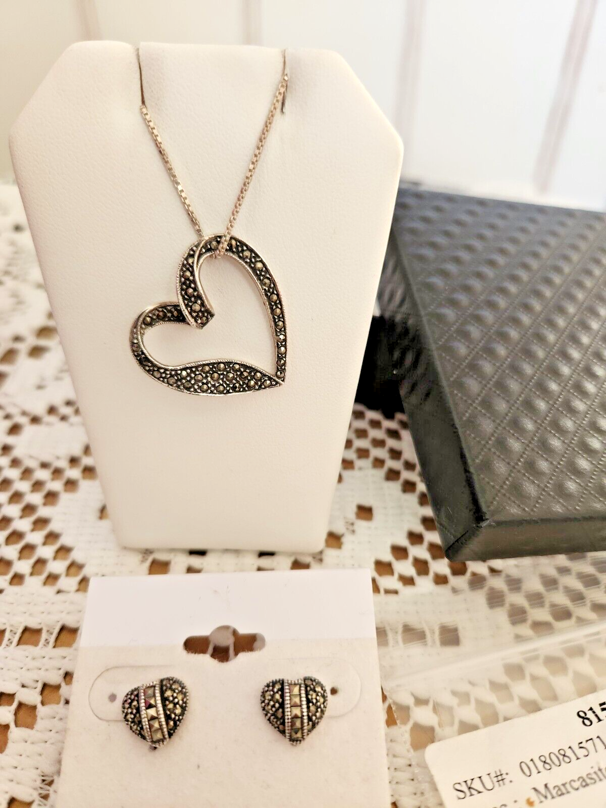 Judith Jack Sterling Silver Marcasite Heart Floating Pendant Necklace ...