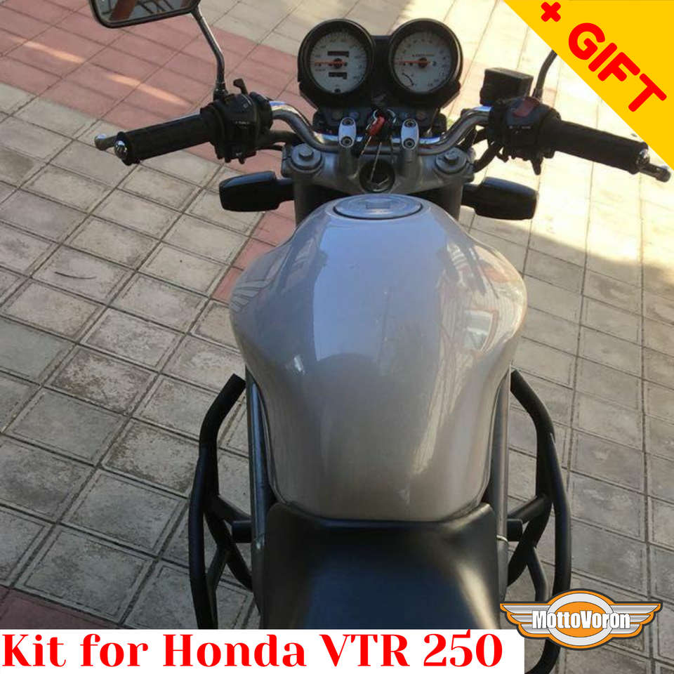 For Honda VTR 250 Crash bars Rear rack Kit Rear luggage rack Engine ...
