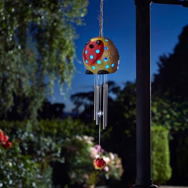 Smart Garden Ceramic Robin Solar Powered Wind Chime Light for sale ...