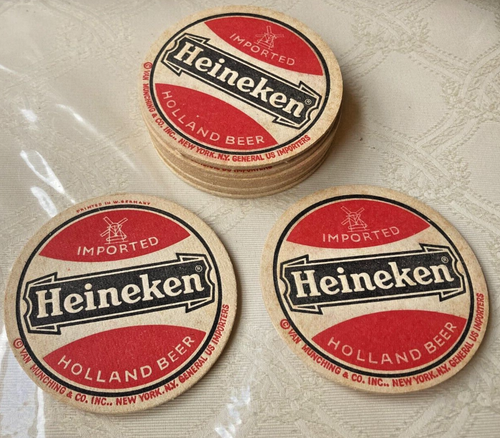 Vintage Heineken Double Sided Cardboard Beer/Bar Coasters Set Of 12 NOS ...