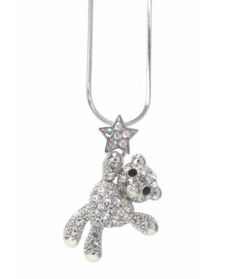 Clear Crystal Teddy Bear Pendant Necklace for Women | eBay