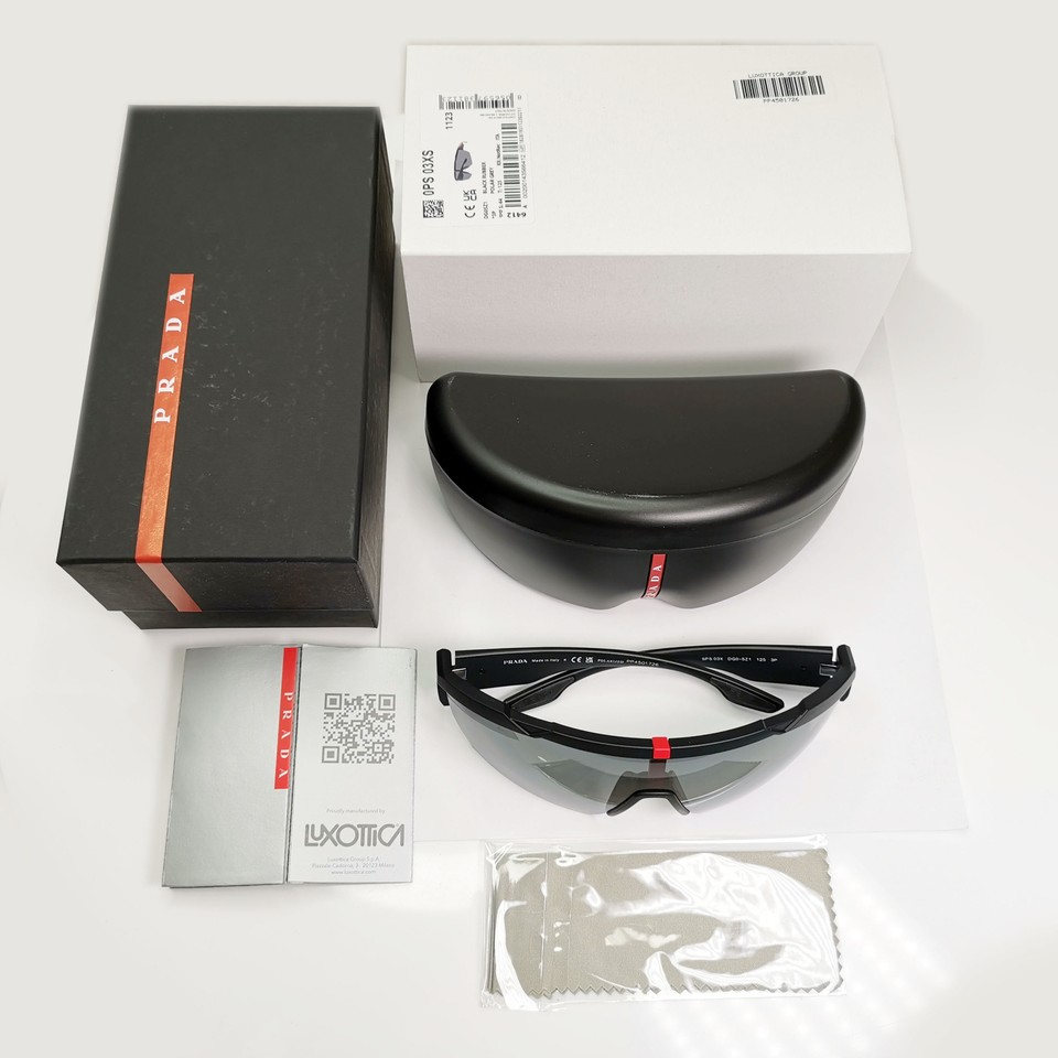 Prada Polarized Sunglasses Shield Visor Wrap Red Stripe PS03XS SPS 03X ...