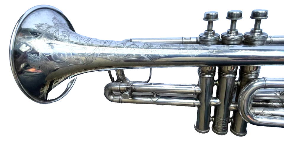 STUNNING ANTIQUE 1915 H.N. WHITE KING SILVER CORNET TRUMPET IN CASE ...