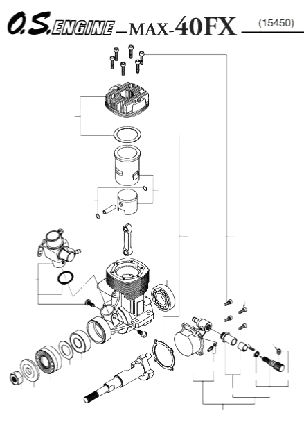 OS MAX 40FX RC Engine ~ INFO SHEET - Exploded Views & Part Numbers 🔵 | eBay