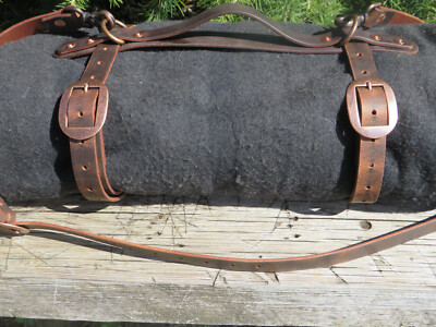 Full grain veg tanned Leather blanket harness, leather bedroll, leather straps | eBay