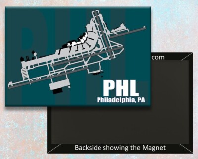 PHL Philadelphia Airport Diagram Map Handmade 3.25" x 2.25" Magnet ...
