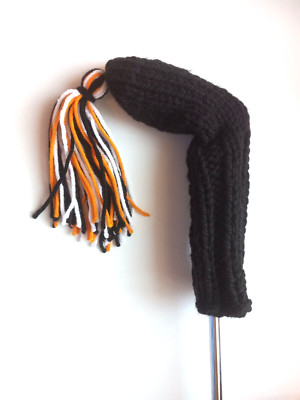 Blade Putter Cover, Thick Knit Headcover, Black Orange White Tassel ...