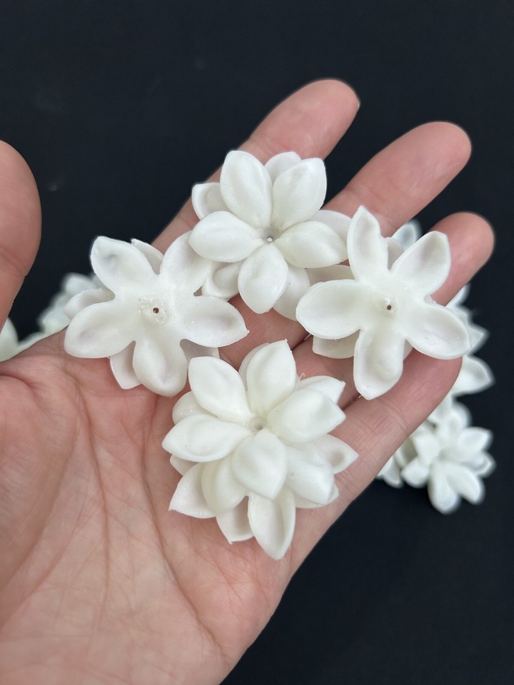 25 PCS White Clay Jasmine Pikake Flower for Jewelry Making, Hair ...