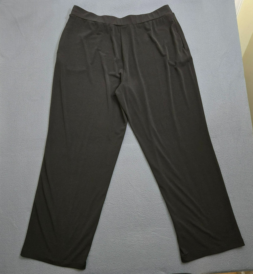 Susan Graver Women MP Black Liquid Knit Pull On High Rise Straight Leg ...