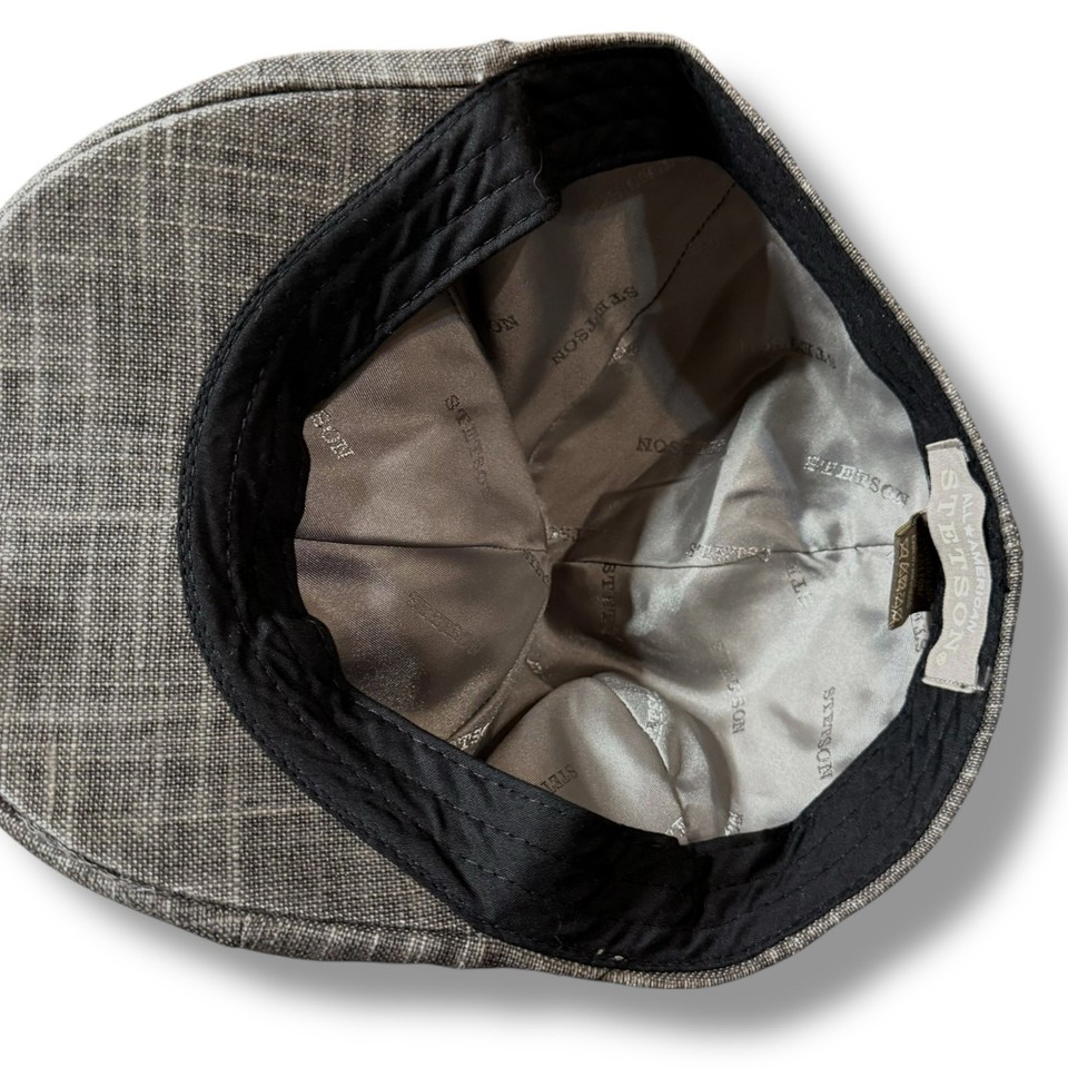 Stetson Drving Cap Mens Gray Brown Linen Blend Cabbie Newsboy Hat Size ...