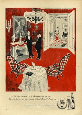 1952 Peter Hand's PRINT AD Beer Jane Miller ART Butler Serving ...