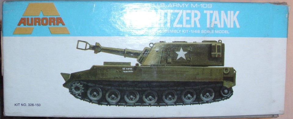 AURORA US ARMY M-109 HOWITZER TANK WWII MILITARY MODEL KIT BOX ONLY 326 ...