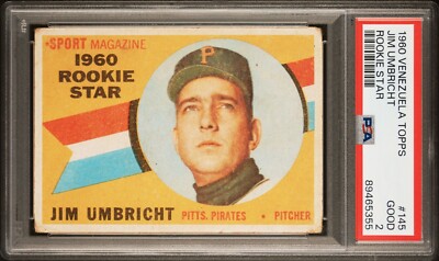 VENEZUELAN PSA 2 GOOD JIM UMBRICHT ROOKIE 1960 VENEZUELA TOPPS #145 ...