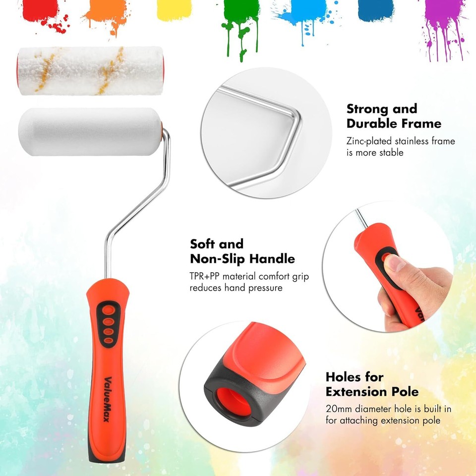 Valuemax 14 Piece 4 inch Paint Roller Kit Wall Treatments Tools for ...