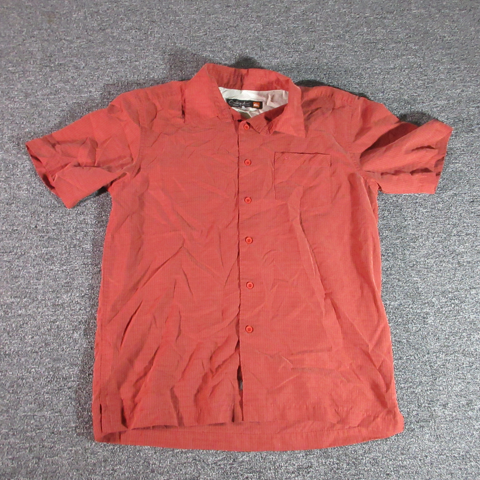 Quiksilver Shirt Mens Small Red Waterman Rayon Short Sleeve Button Up ...