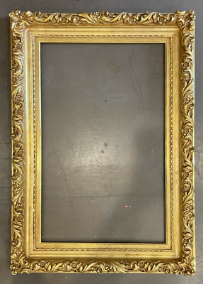 22" X 36" RESTORED ANTIQUE ORNATE PICTURE FRAME RE- FINISHED IN 22K ...