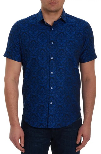 Robert Graham Bayview Short Sleeve Button Down Classic Fit Shirt Navy ...