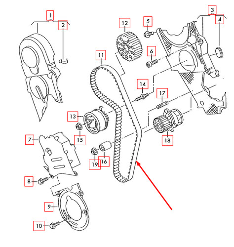 2005-2008 Audi A4 B7 2.0 TDI Timing Belt 038109119P | Genuine OEM