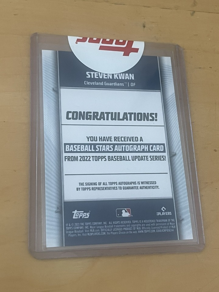 Steven Kwan Guardians Topps Baseball Stars 2022 Autograph Auto | eBay