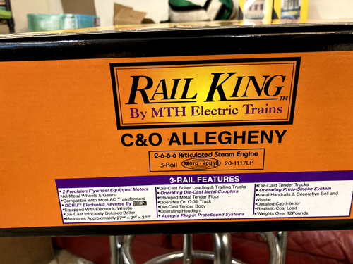 RAIL KING C&O ALLEGHENY 2-6-6-6 Articulated Steam Engine Loco 3Rail 20 ...