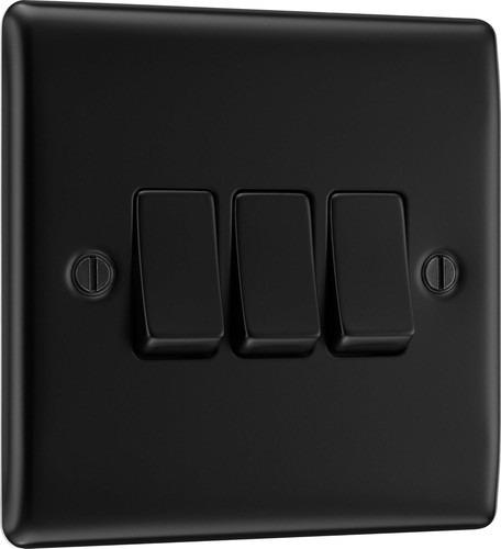 BG Electrical Triple Light Switch, 20A, 2 Way, Matt Black | eBay