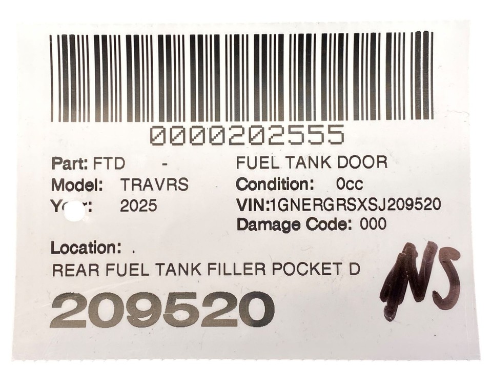 2025 CHEVY TRAVERSE OEM REAR FUEL TANK FILLER POCKET DOOR LID COVER ...