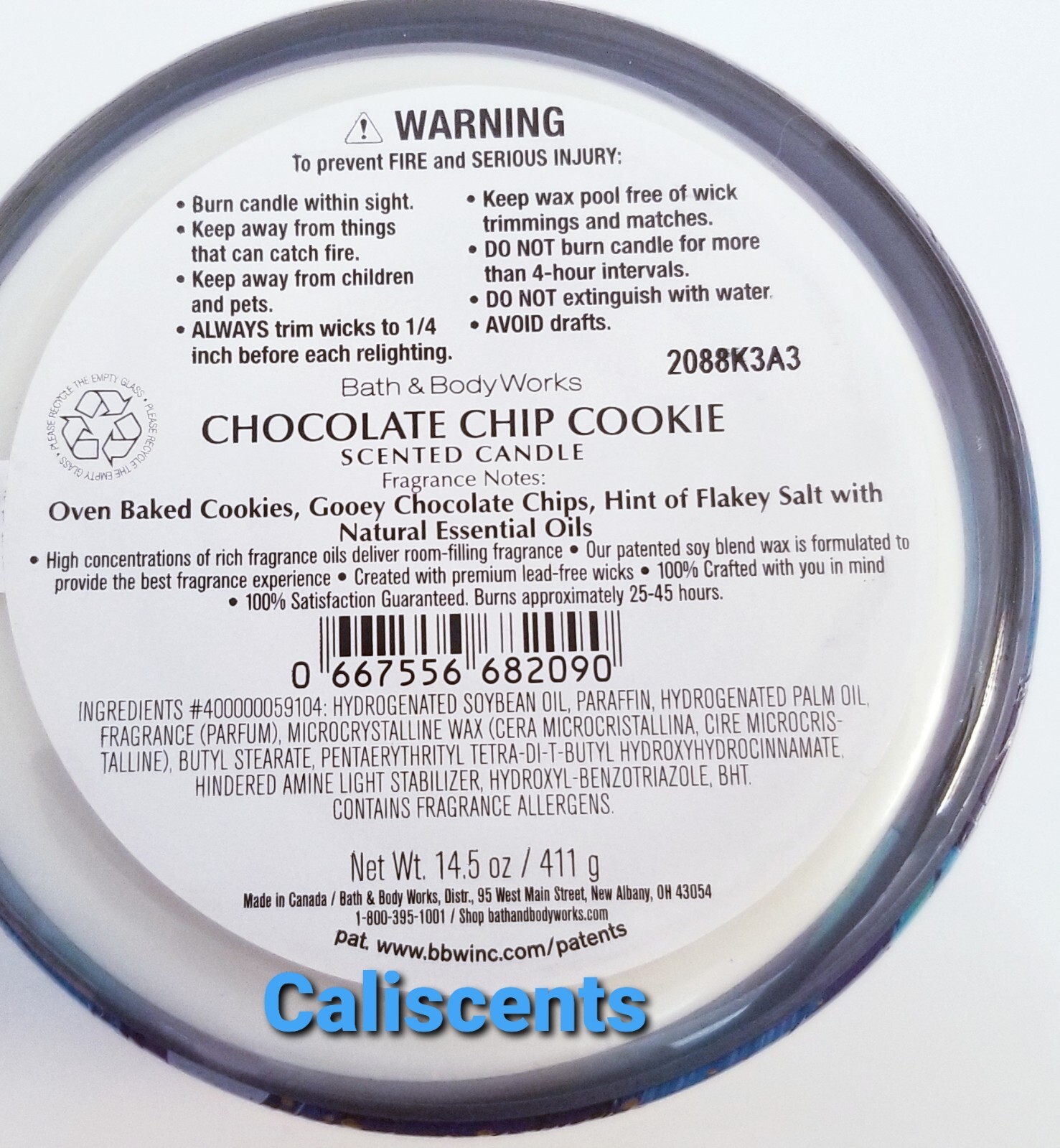 Bath & Body Works CHOCOLATE CHIP COOKIE 3 WICK CANDLE 2022 EDT 14.5 OZ ...