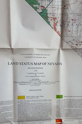 Vintage Land Status Map of Nevada - 1972 | eBay
