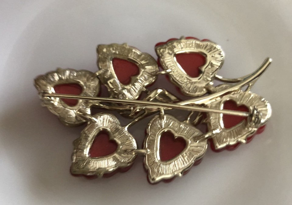 Vintage CORO Red Leaves THERMOSET Brooch Pin | eBay