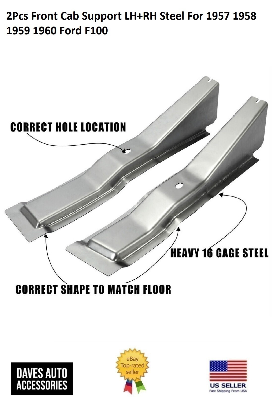 Front Cab Support Silver Steel Front LH RH Sides For 1957-1960 Ford ...