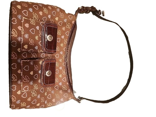 New Brighton Brown Cloth And Leather Purse With Heart Design In Origal ...