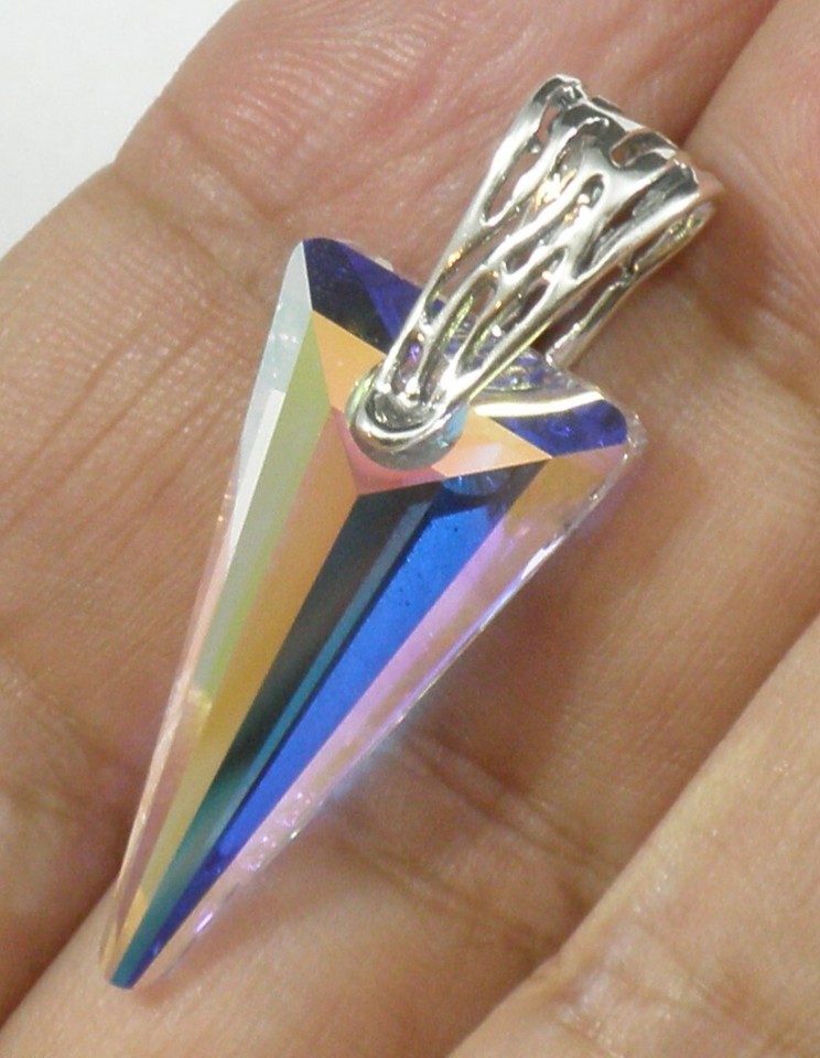 Avilagems Swarovski Crystal AB 925 Sterling Silver Faceted Spike ...