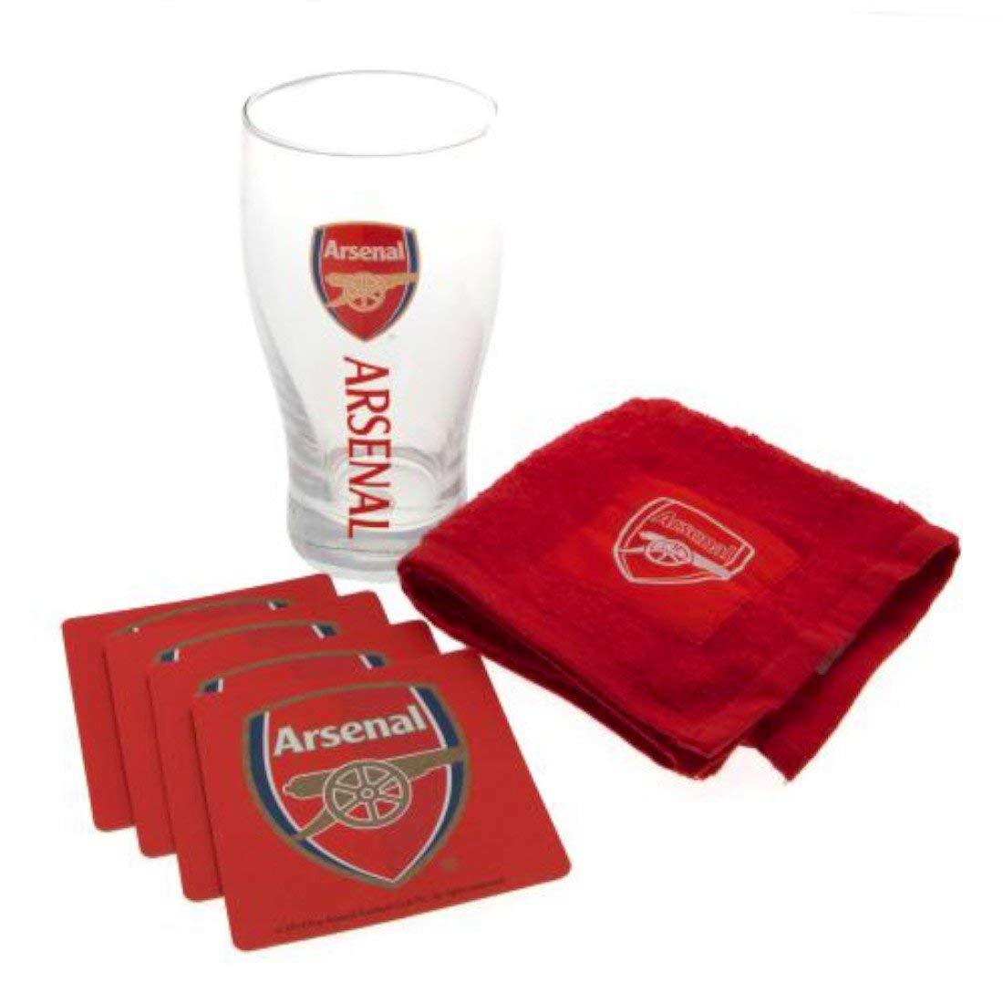 official arsenal fc mini bar set pint glass bar towel four beer mats ...