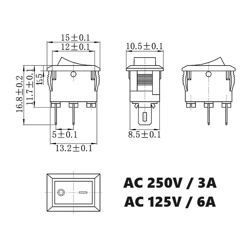 10x White Rocker Switches Rectangle 2-Pin ON/OFF Small Mini DC 12V AC ...