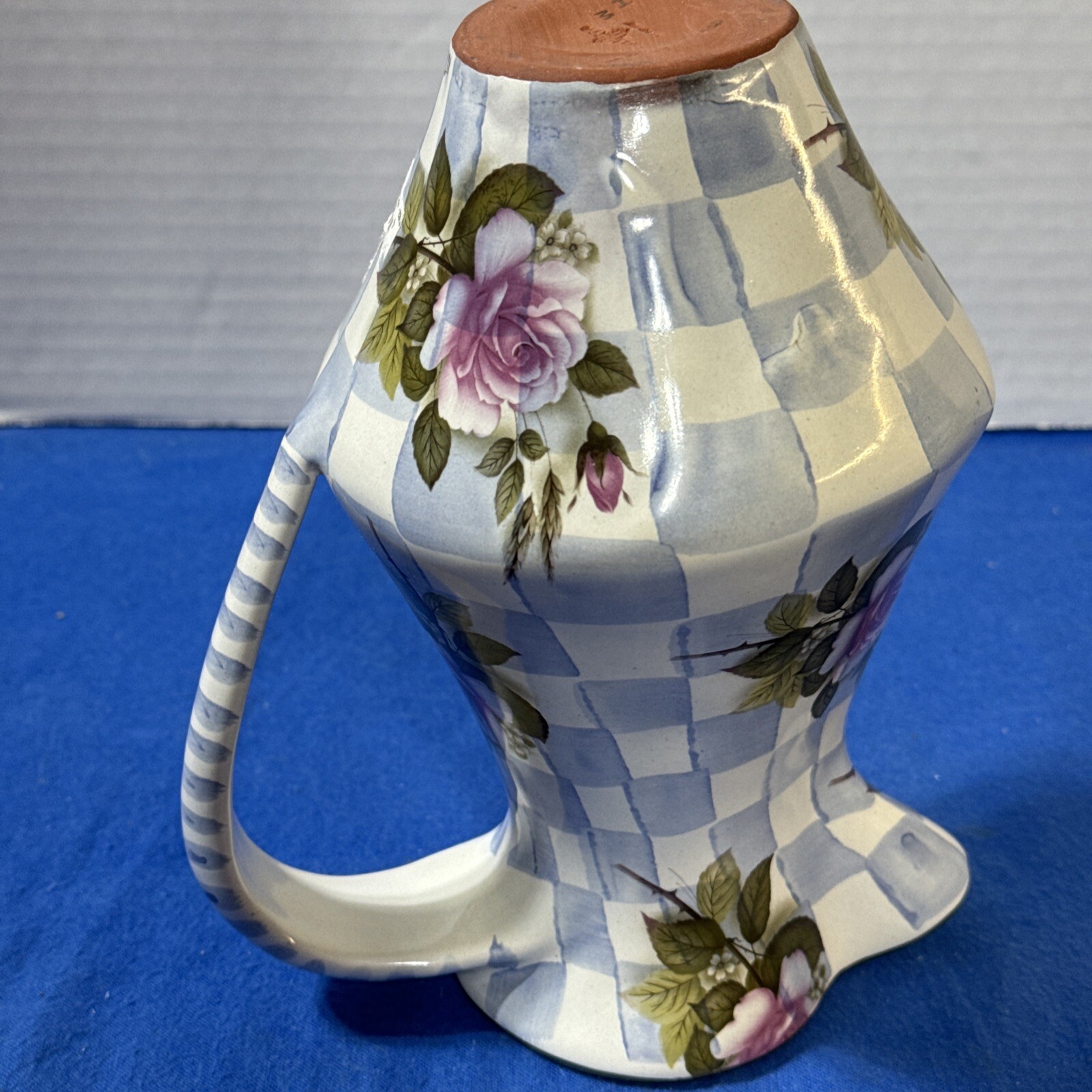 RARE Roses Mackenzie Childs Blue Morning Glory Honeymoon Pitcher ...