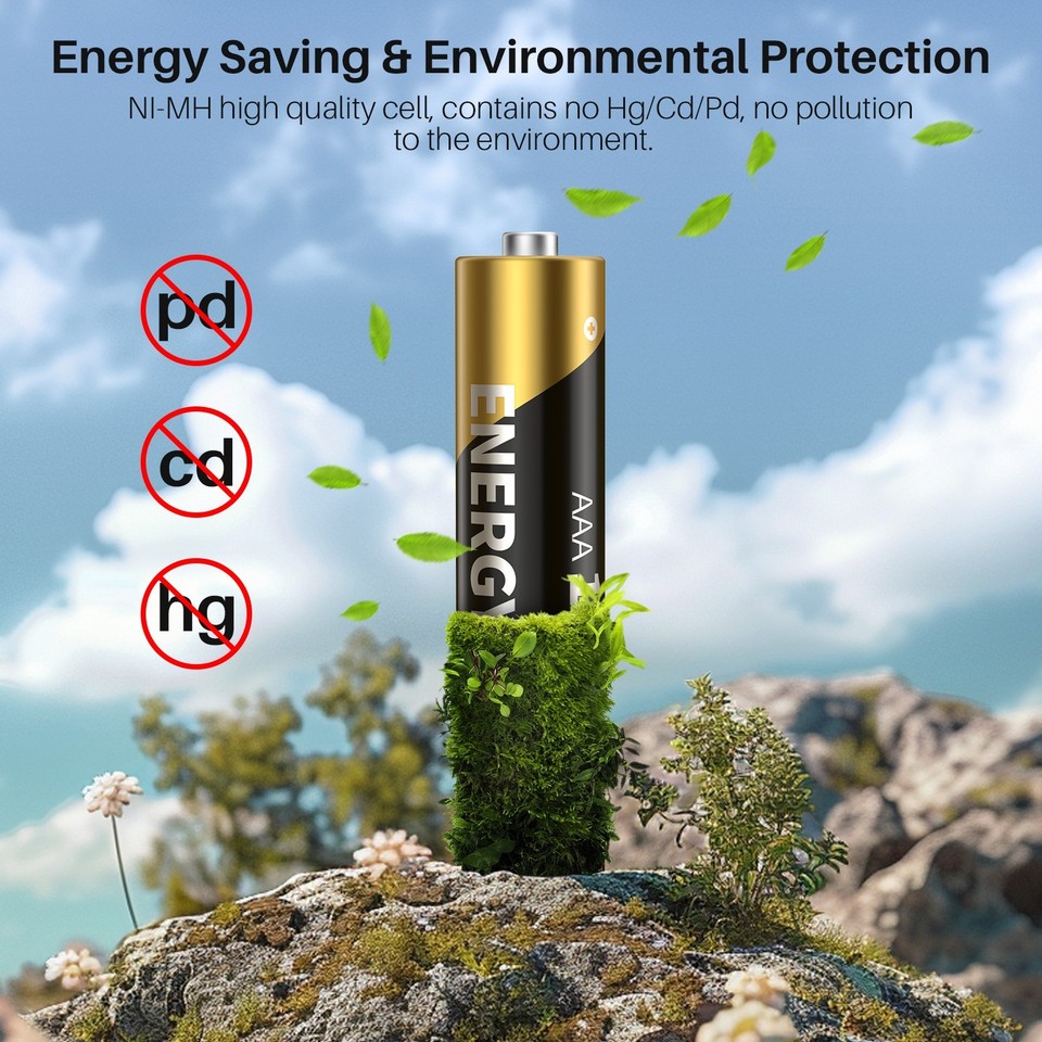 8 Packs Rechargeable AAA Batteries 1100mAh 1.2V Ni-MH Triple A Battery ...