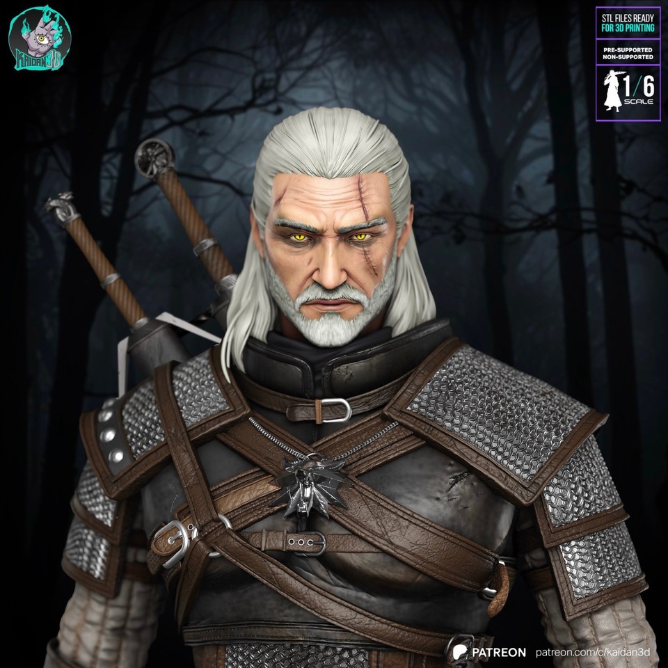 Geralt of Rivia Kaidan Edition 1/6 Unpainted Resin Kit Witcher Display ...